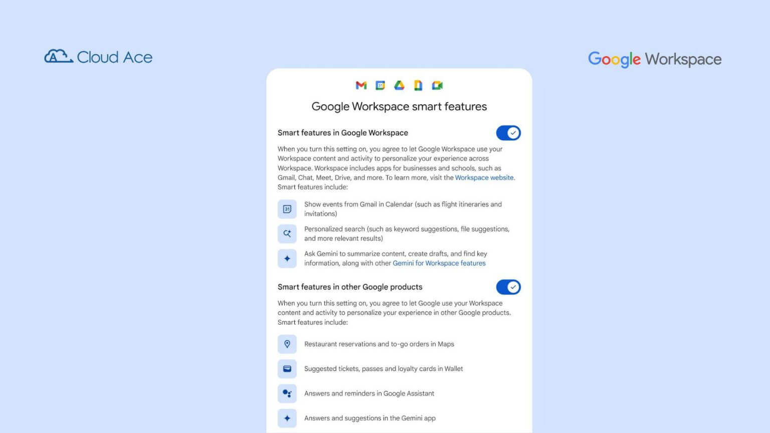 Cloud Ace - Google Workspace cập nhật cài đặt "Smart Feature"